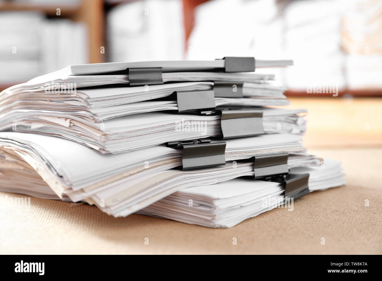 Stack of old paper documents in archive, closeup Stock Photo - Alamy