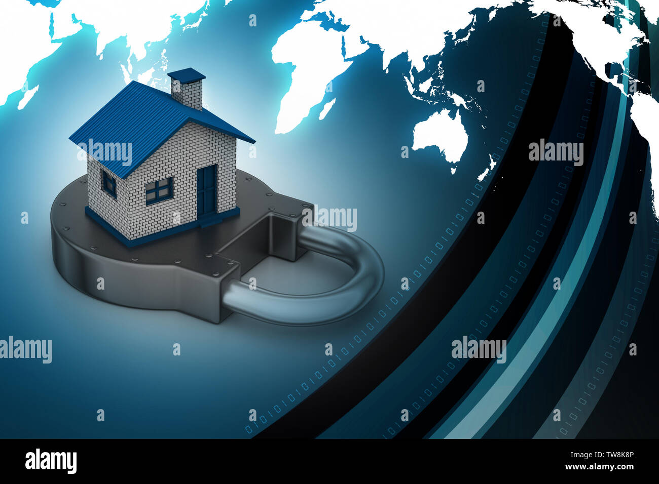 House in with padlock, security concept Stock Photo - Alamy