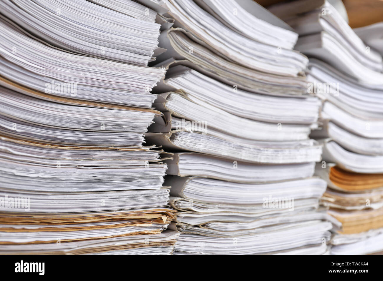 Stacks of old paper documents in archive, closeup Stock Photo - Alamy