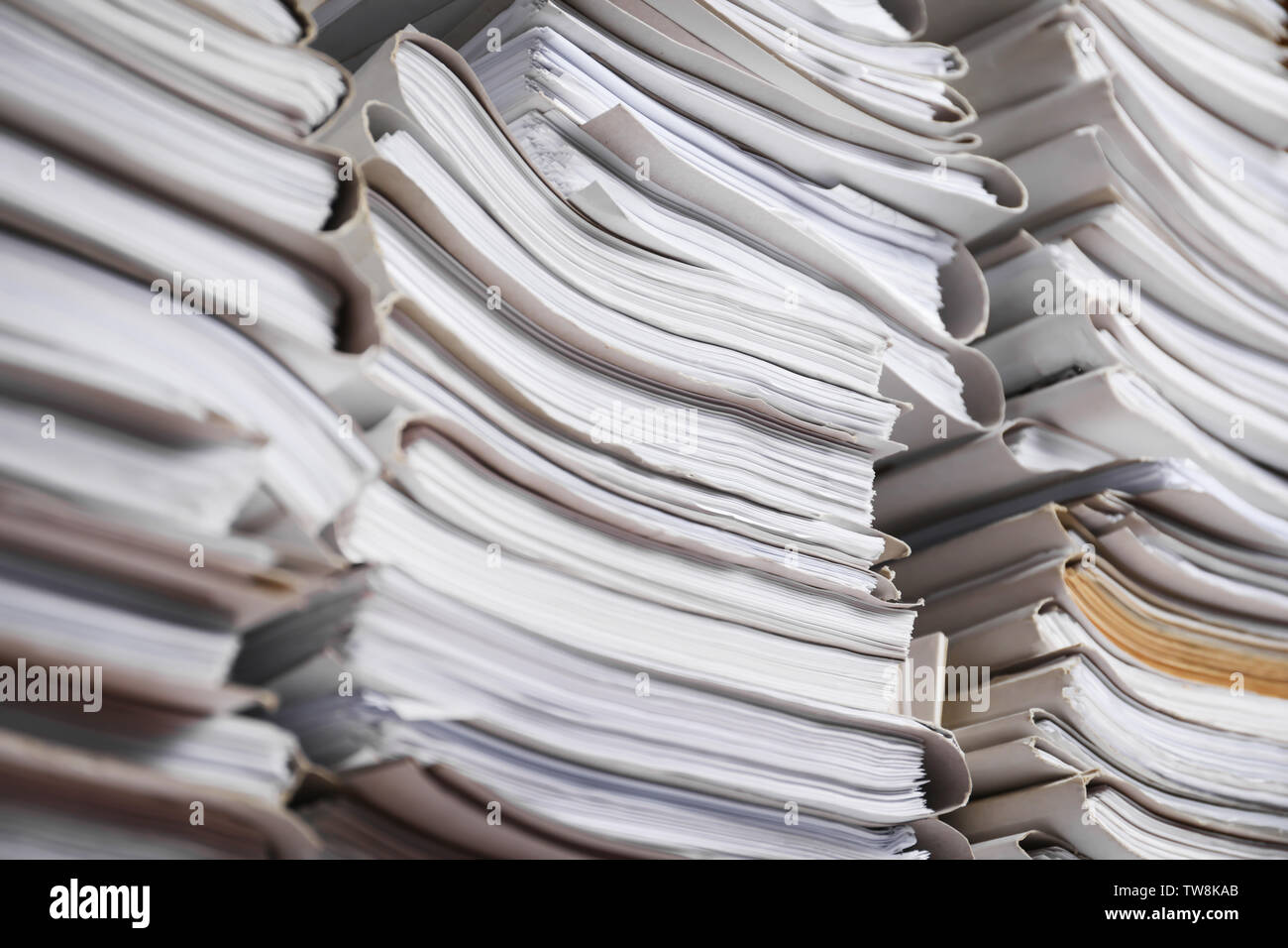 Stacks of old folders with documents in archive, closeup Stock Photo ...