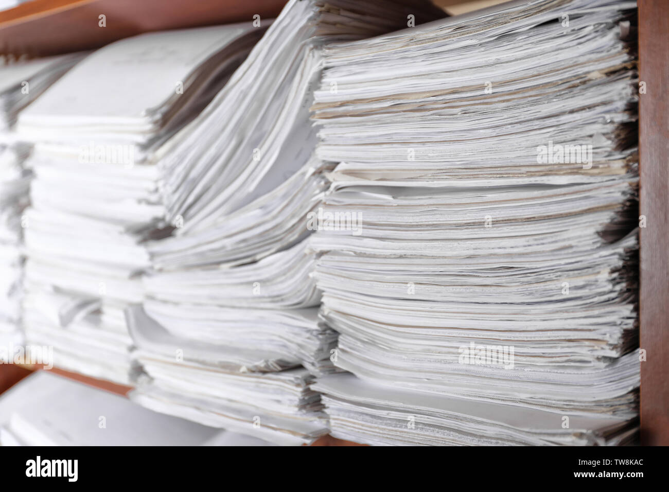 Stacks of old paper documents in archive, closeup Stock Photo - Alamy