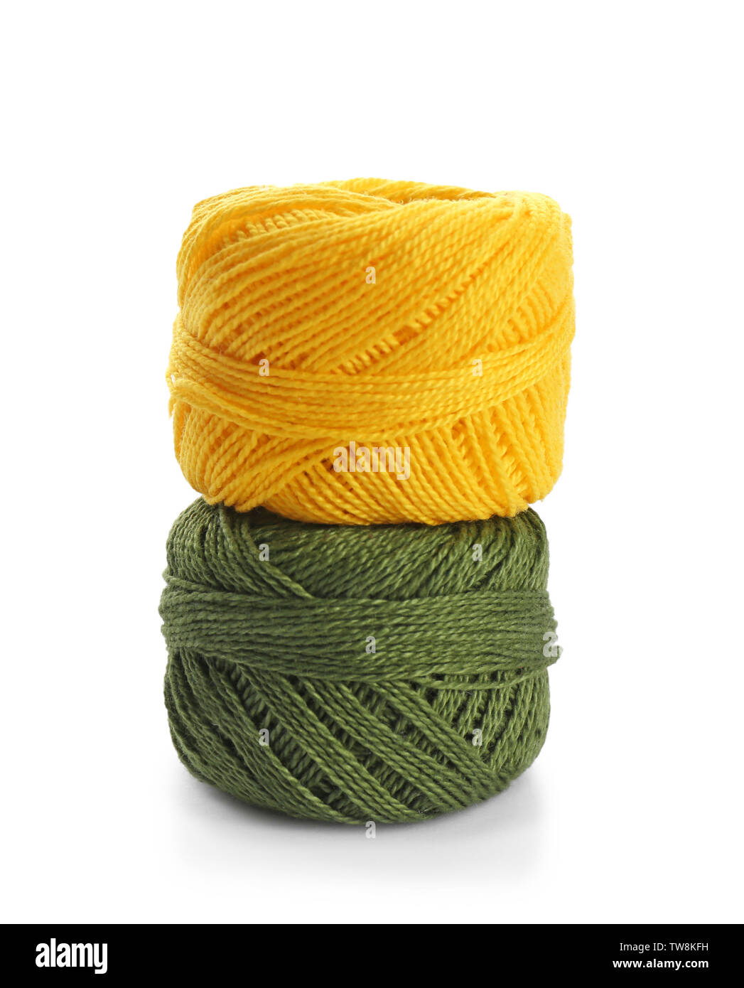 Colorful yarn balls on white background Stock Photo - Alamy
