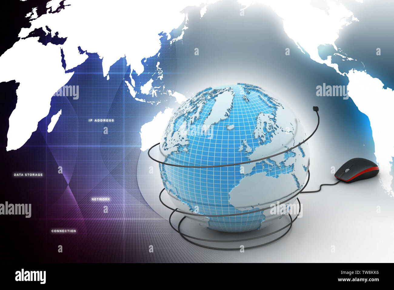 Network cable connected blue globe hi-res stock photography and images ...