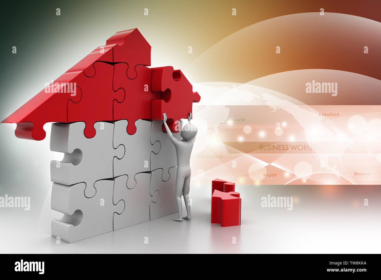 3d man, building the house Stock Photo - Alamy