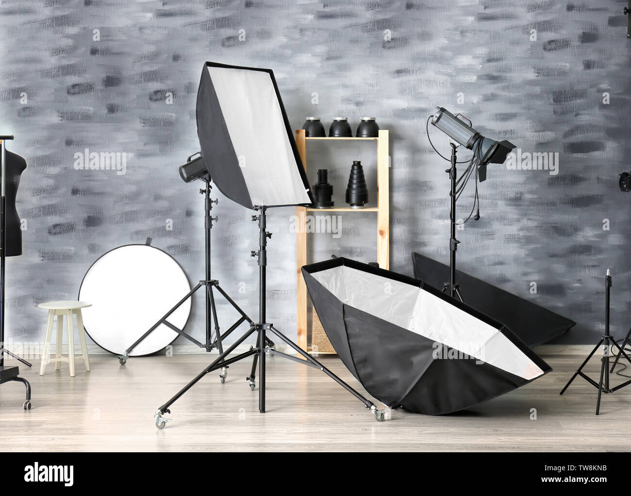 Interior of modern photo studio with professional equipment Stock Photo ...