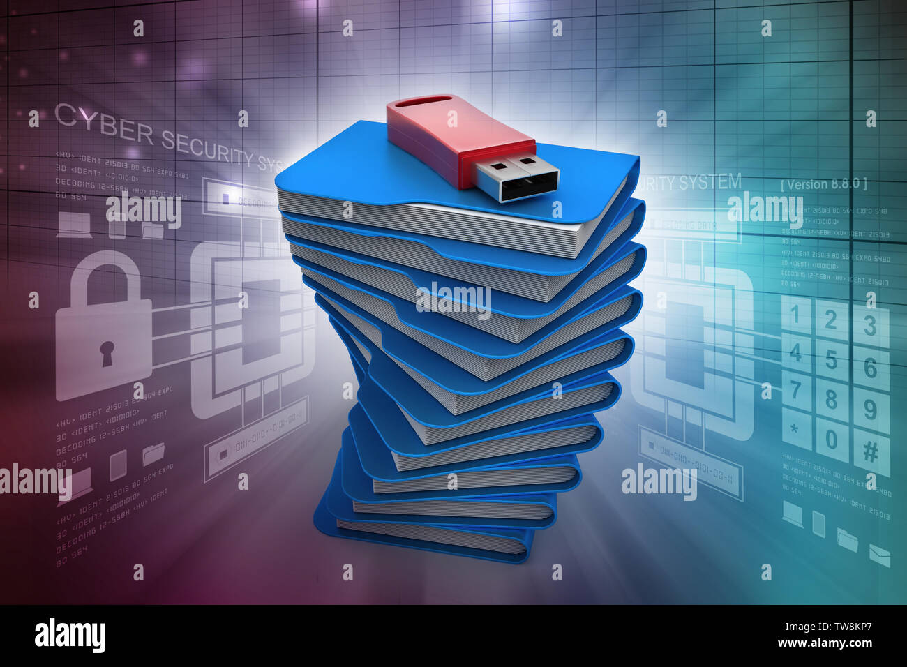 Usb drive with file folder Stock Photo - Alamy