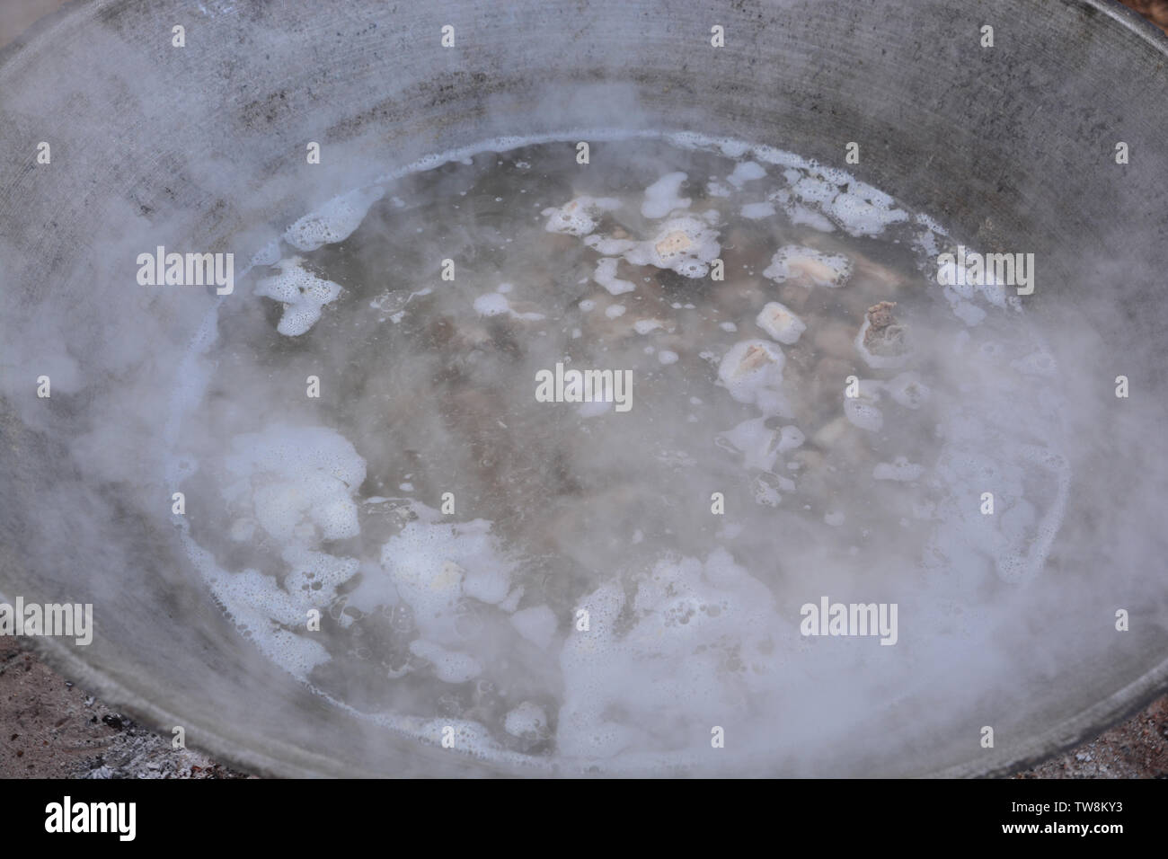 Boiled water Pork bone soup Stock Photo - Alamy