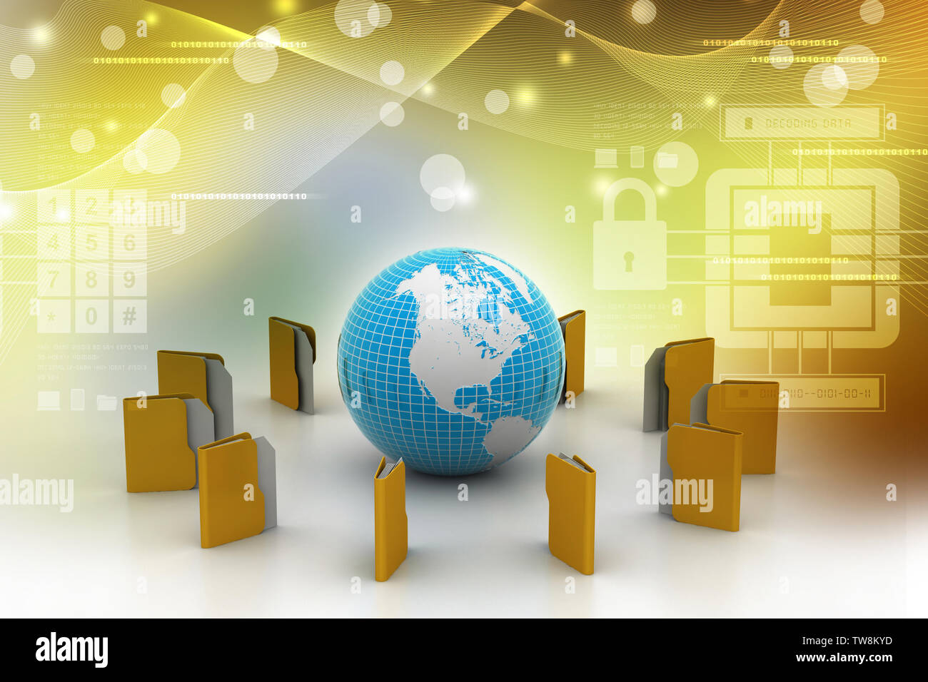 File folders around Earth Stock Photo - Alamy