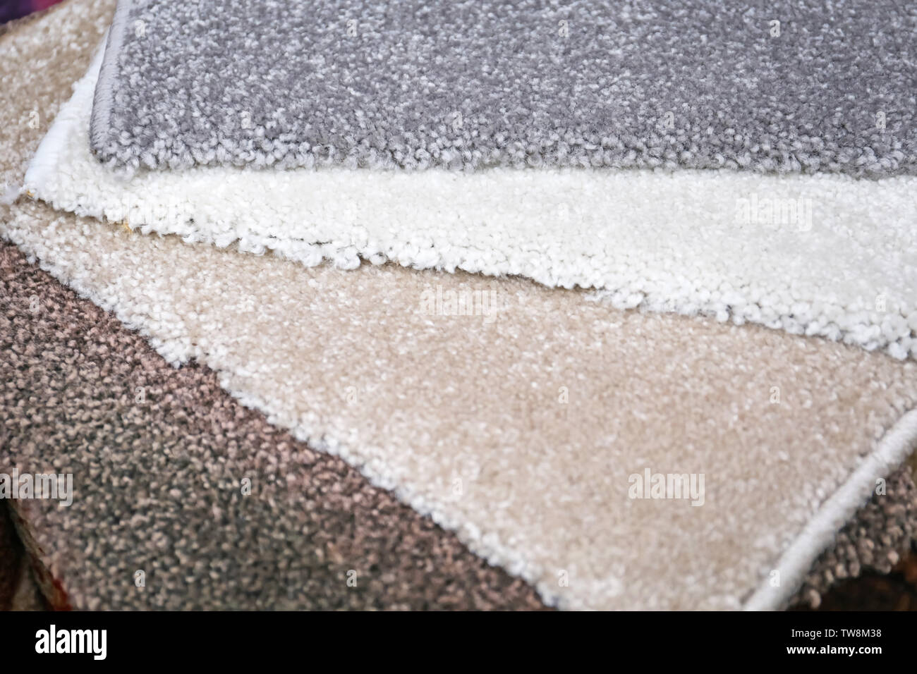 Different samples of carpets, closeup Stock Photo - Alamy