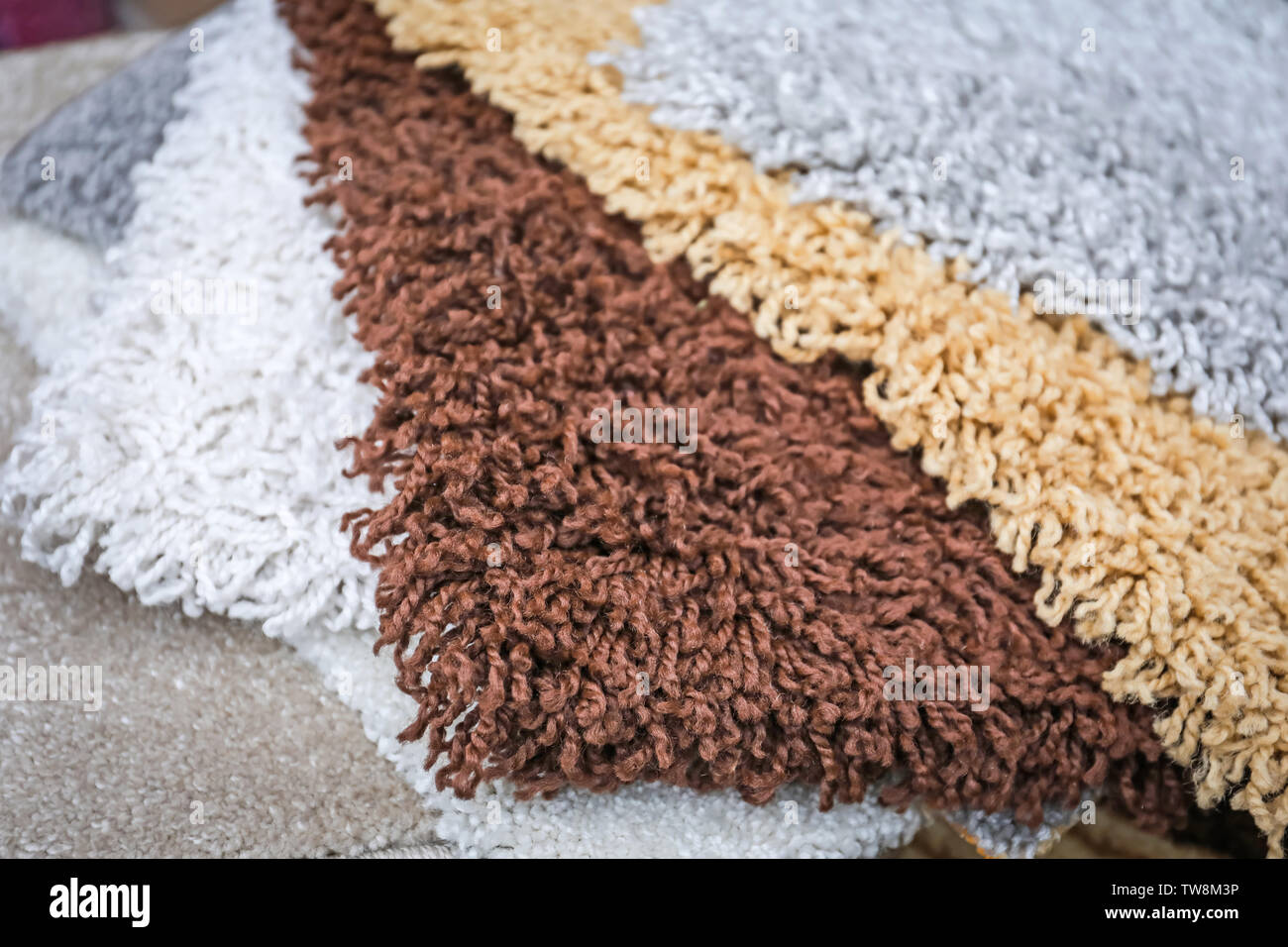Different samples of carpets, closeup Stock Photo - Alamy