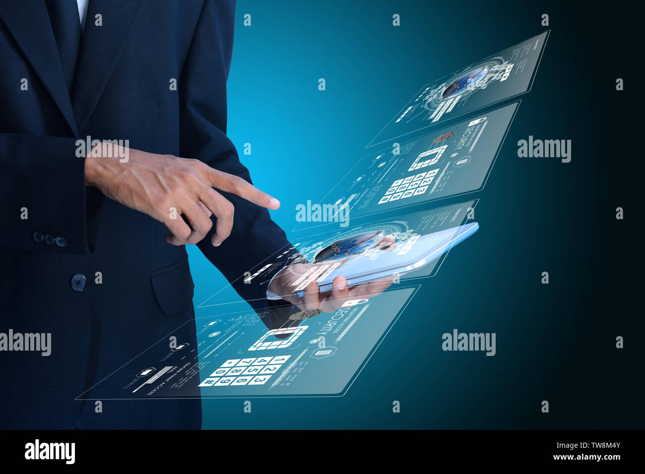 Smart hand showing futuristic technology Stock Photo - Alamy