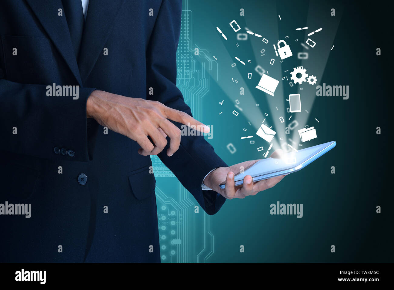 Smart hand showing futuristic technology Stock Photo - Alamy