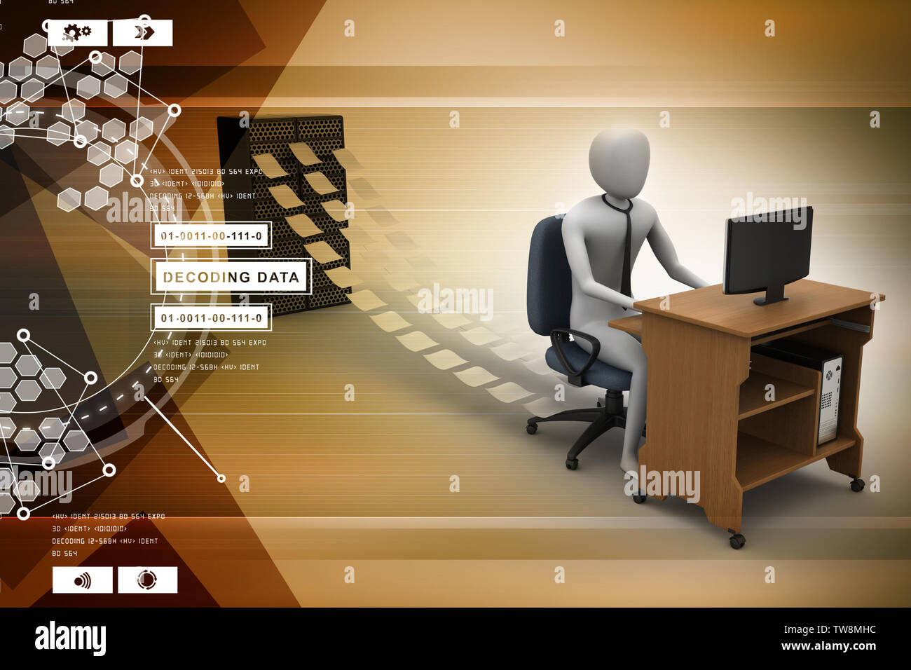 3d clerk working in the office Stock Photo - Alamy