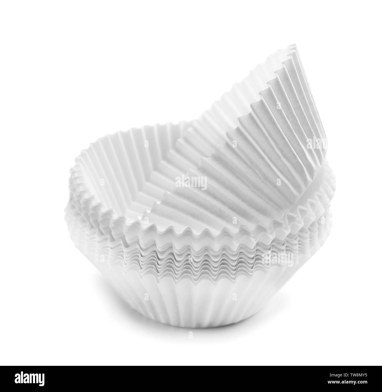 Forms for baking cupcakes on white background Stock Photo - Alamy