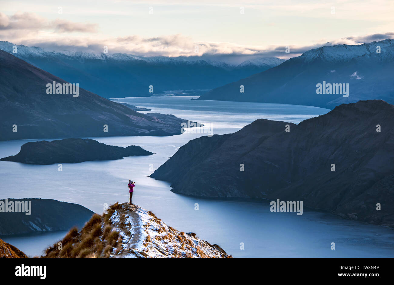 Mount Roy started climbing in the early hours of the morning Stock ...