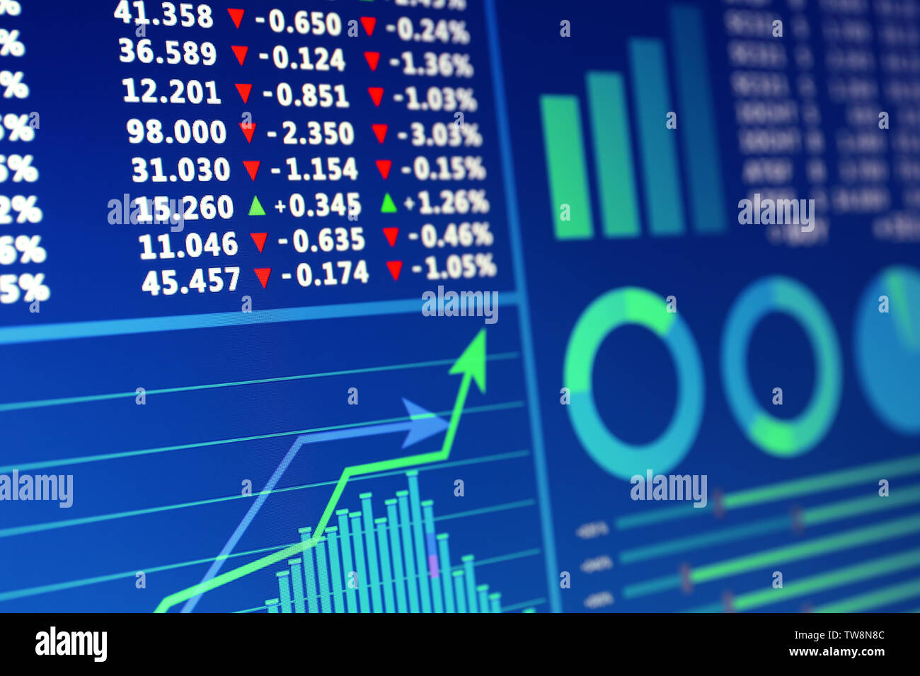 Monitor with stock data, closeup Stock Photo - Alamy