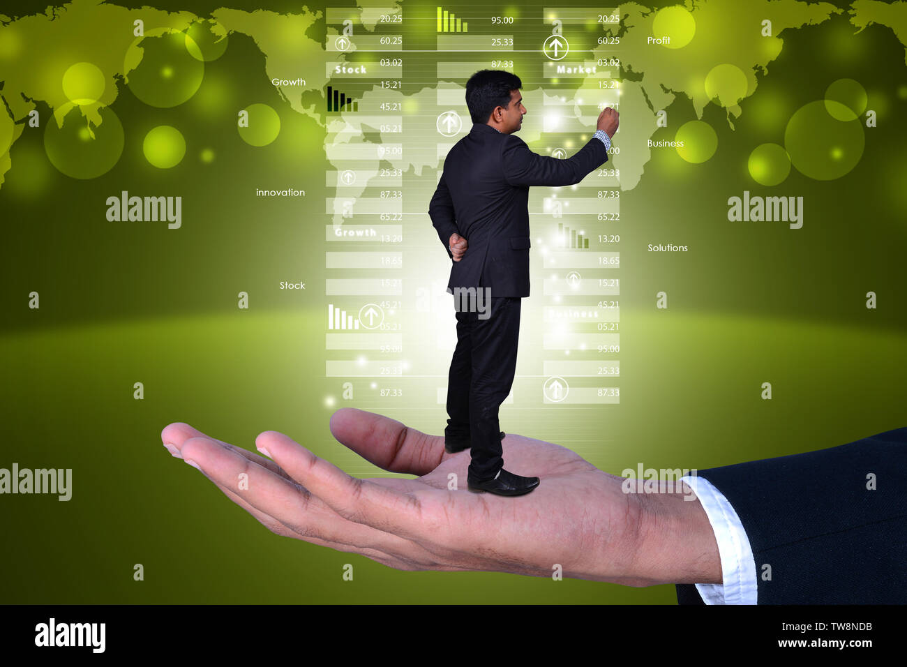 businessman showing business graph Stock Photo - Alamy