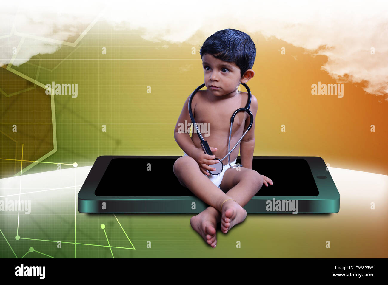 Baby with stethoscope Stock Photo - Alamy