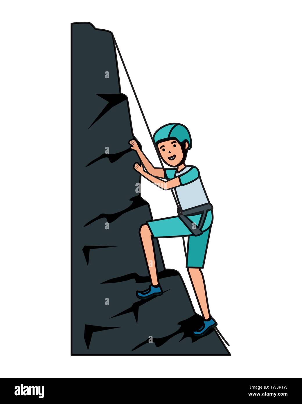 man climbing with rope character Stock Vector Image & Art - Alamy