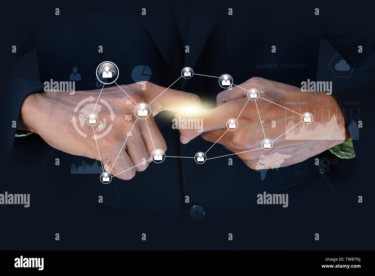 electric spark between two fingers of mans hands Stock Photo - Alamy