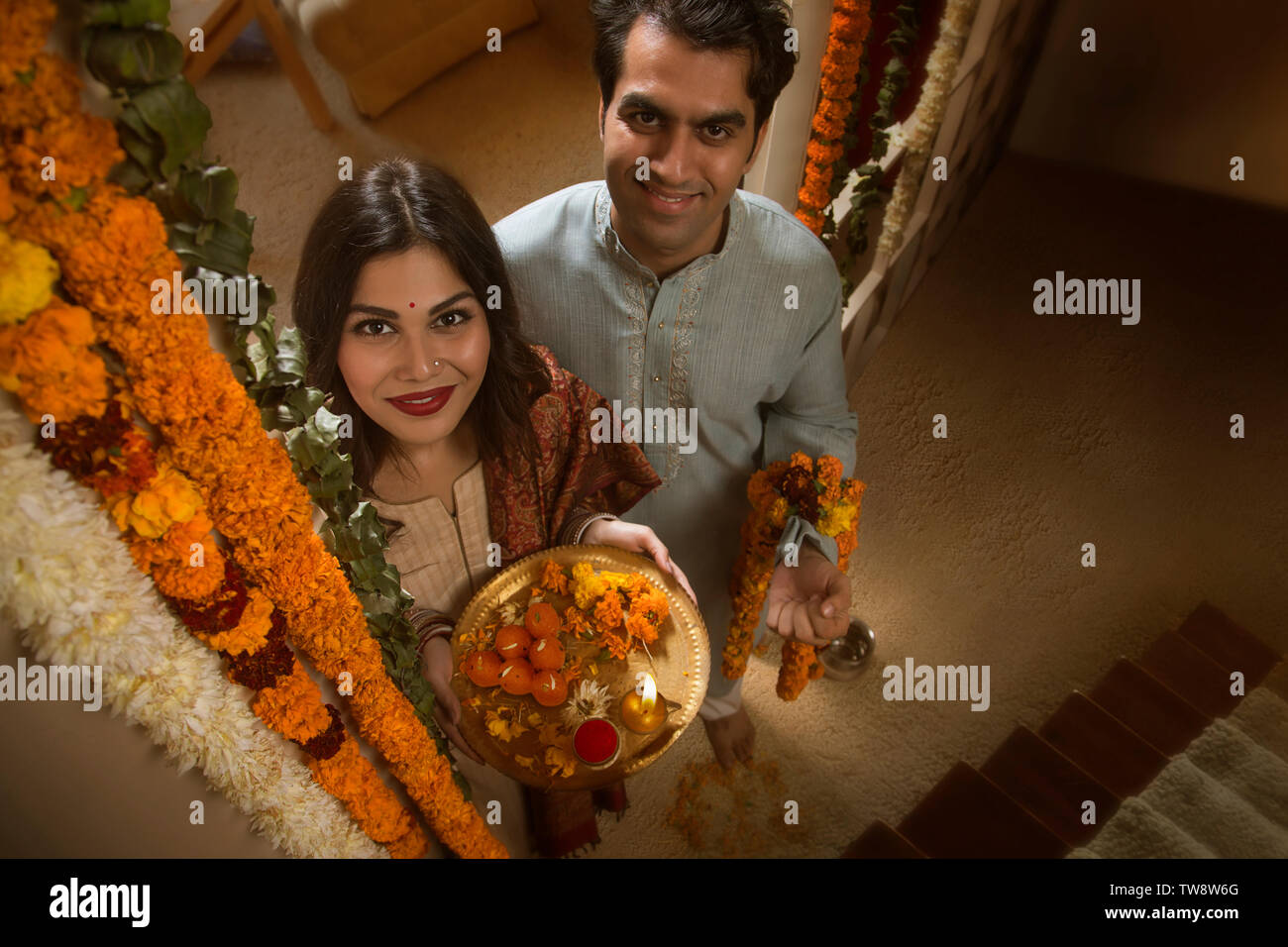 Indian Couple Performing Pooja High Resolution Stock Photography and ...