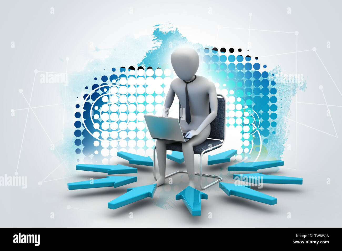 3d man working on laptop Stock Photo - Alamy