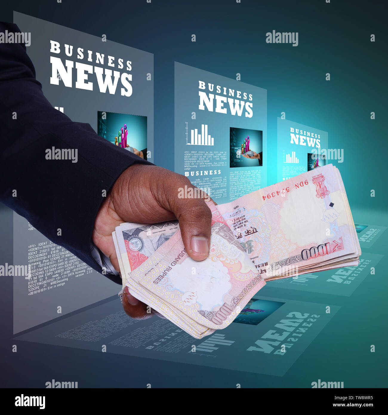 man hand with currency notes Stock Photo - Alamy