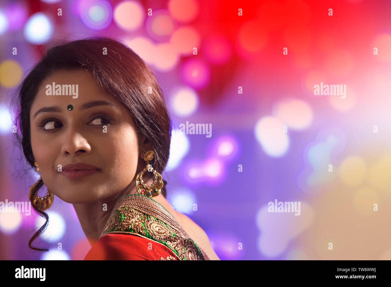 Indian woman portrait red saree hi-res stock photography and images - Alamy