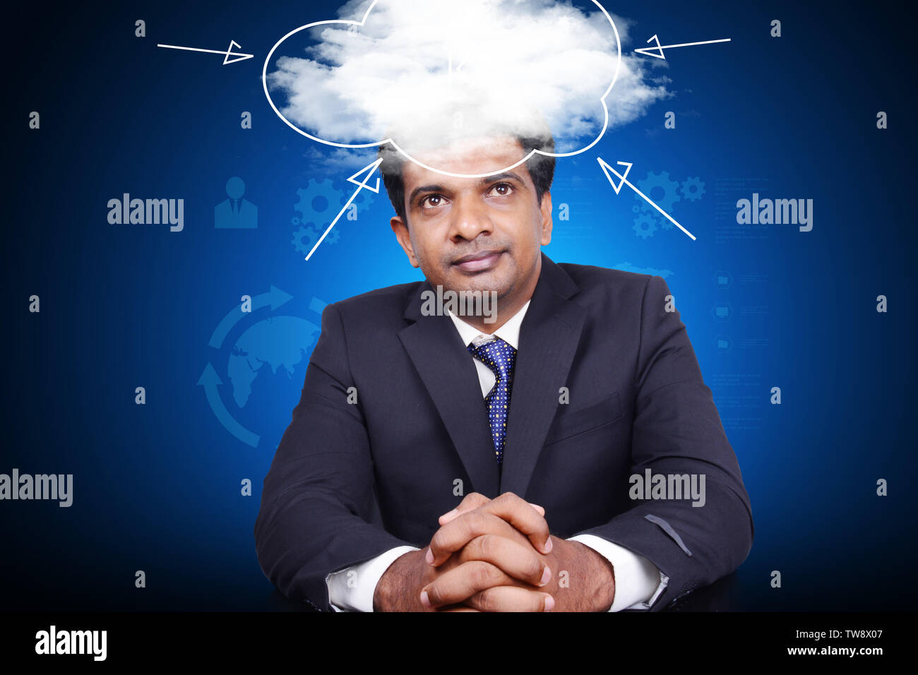 Business man thinking cloud hi-res stock photography and images - Alamy
