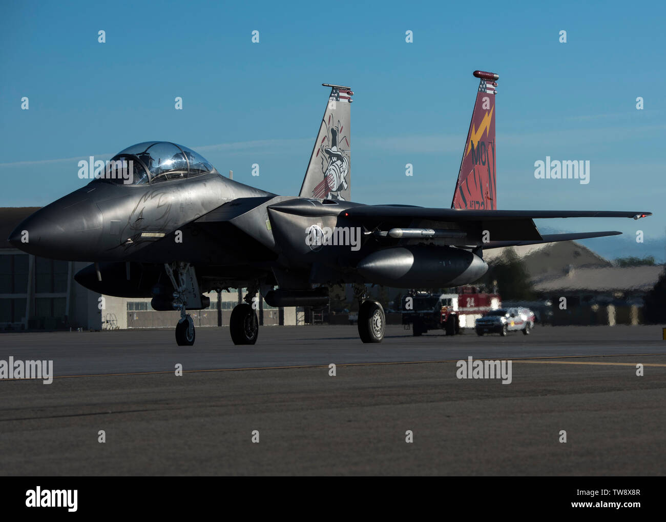 An F-15E Strike Eagle taxis into formation June 12, 2019, at Mountain ...