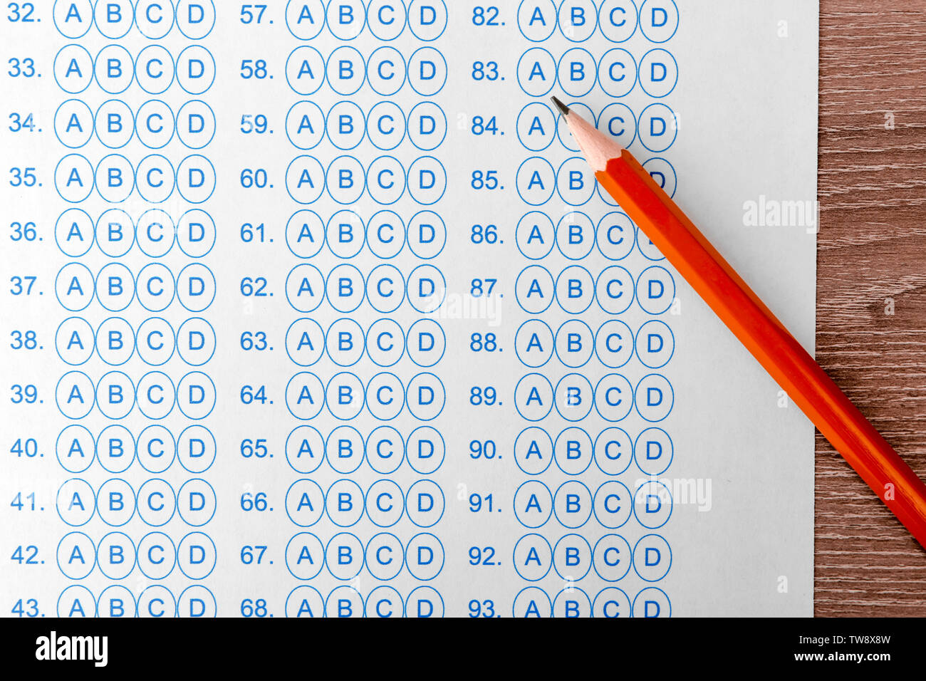 Standardized test form hi-res stock photography and images - Alamy