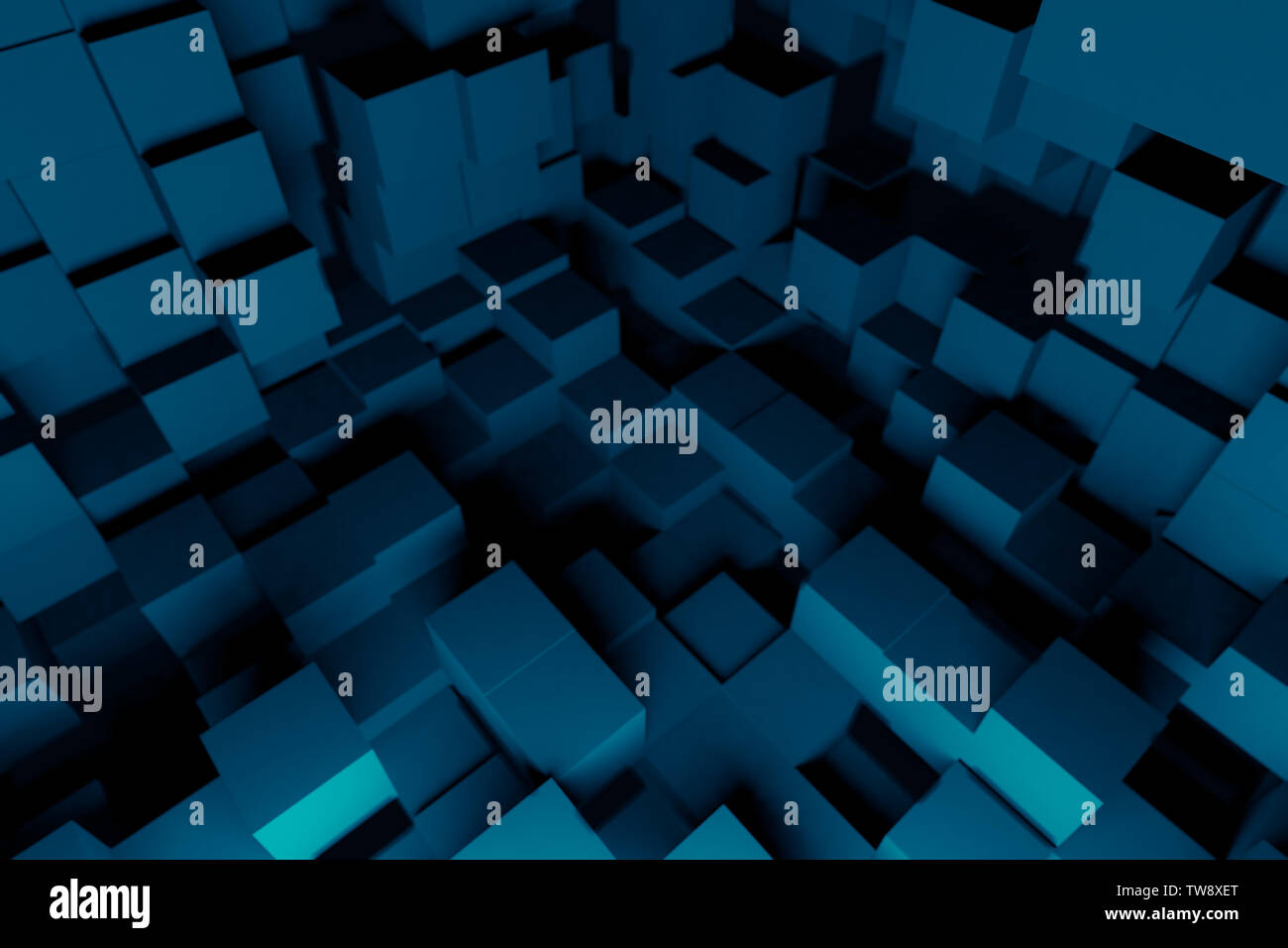 Blue Tech Sense Cube Model Stock Photo - Alamy