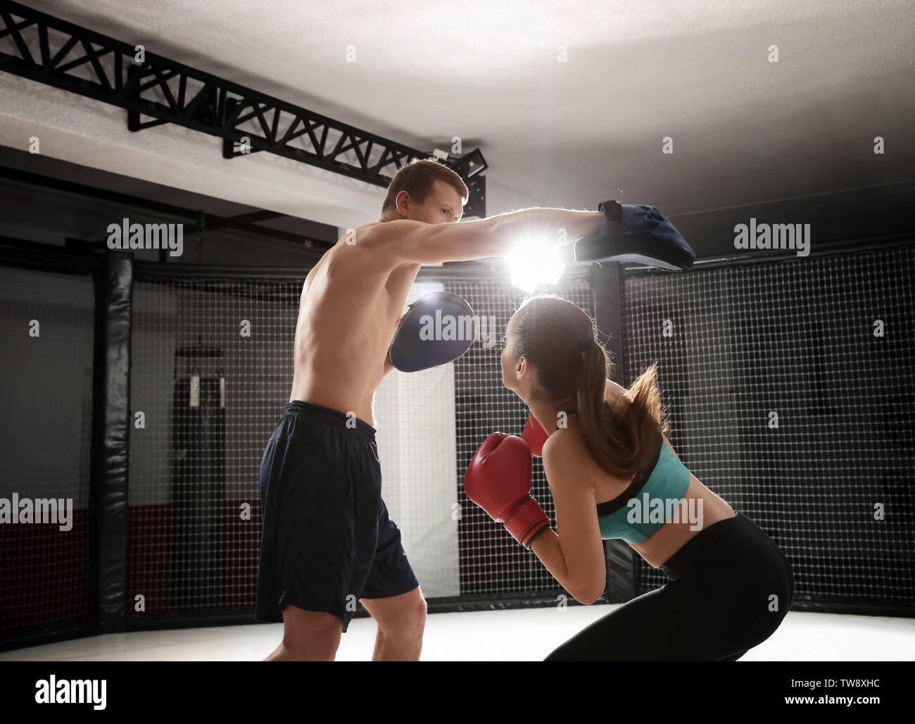 Coach and female boxer hi-res stock photography and images - Alamy