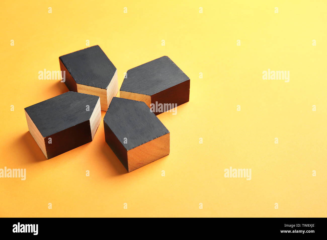 Blocks on color background. Unity concept Stock Photo - Alamy