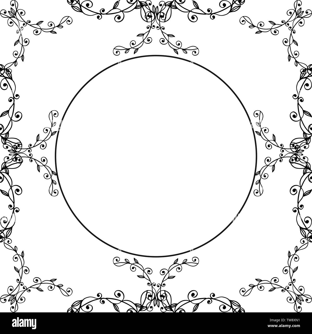 Vector illustration drawing flower frame for design greeting card hand ...