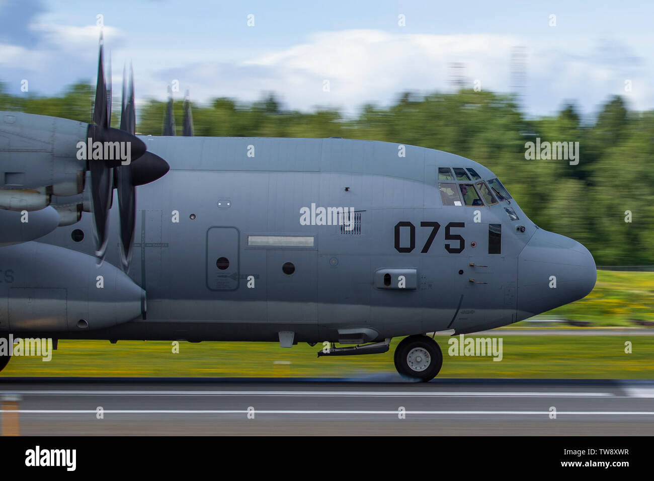 A U.S. Marine Corps KC-130J Super Hercules with Marine Aerial Refueler ...
