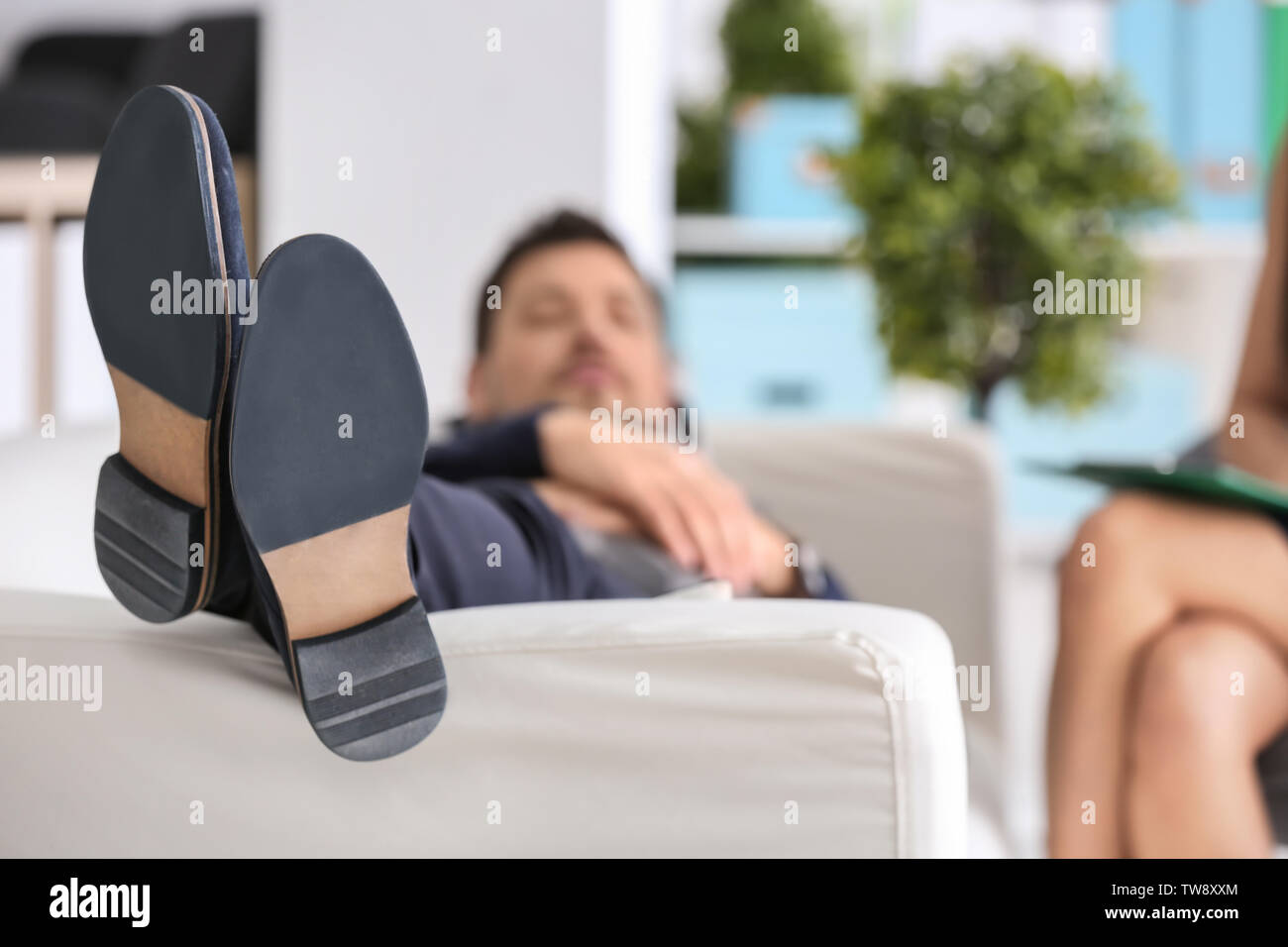 Man having appointment with psychologist, closeup Stock Photo - Alamy