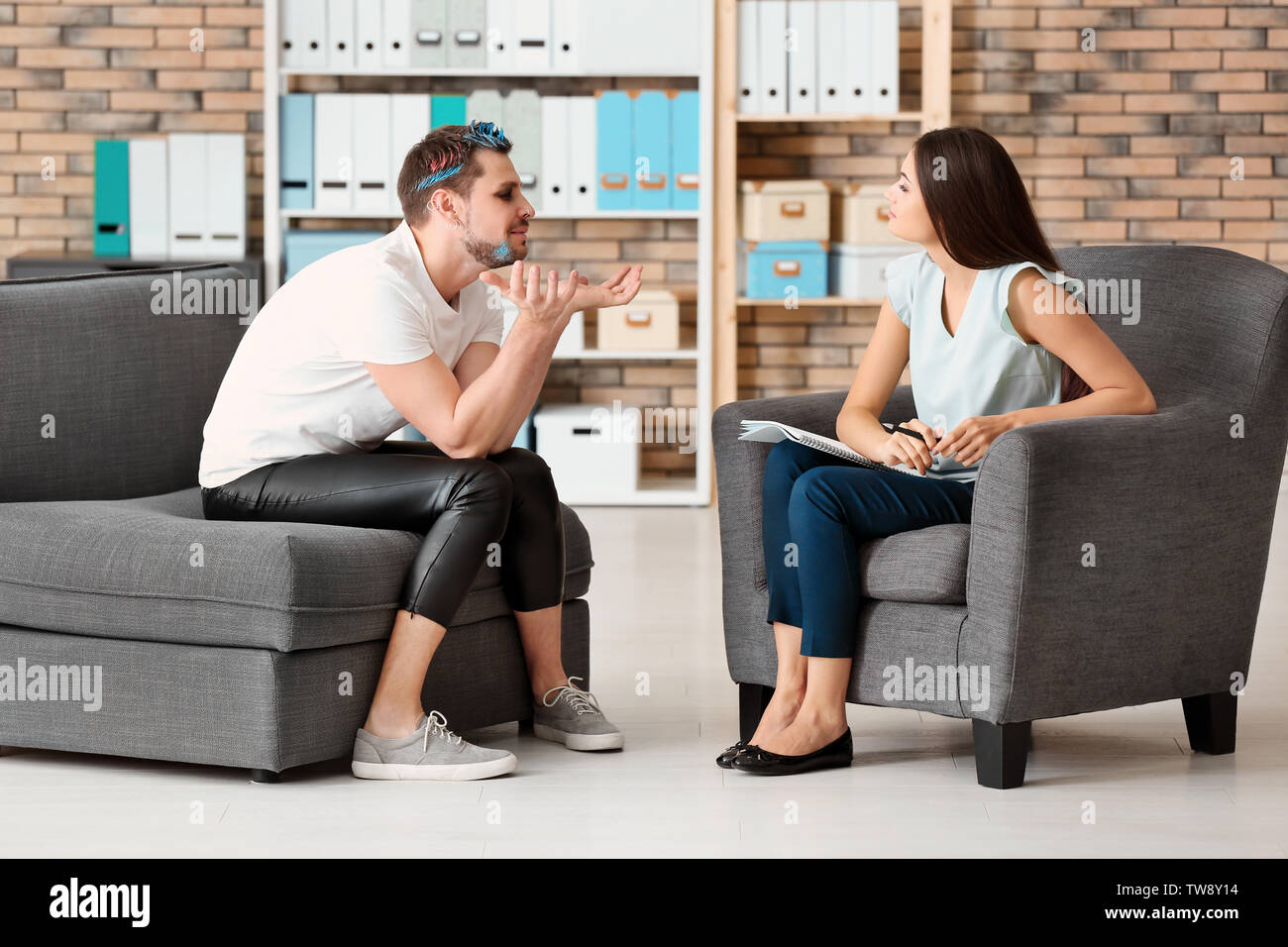 Female psychologist with patient in office Stock Photo - Alamy