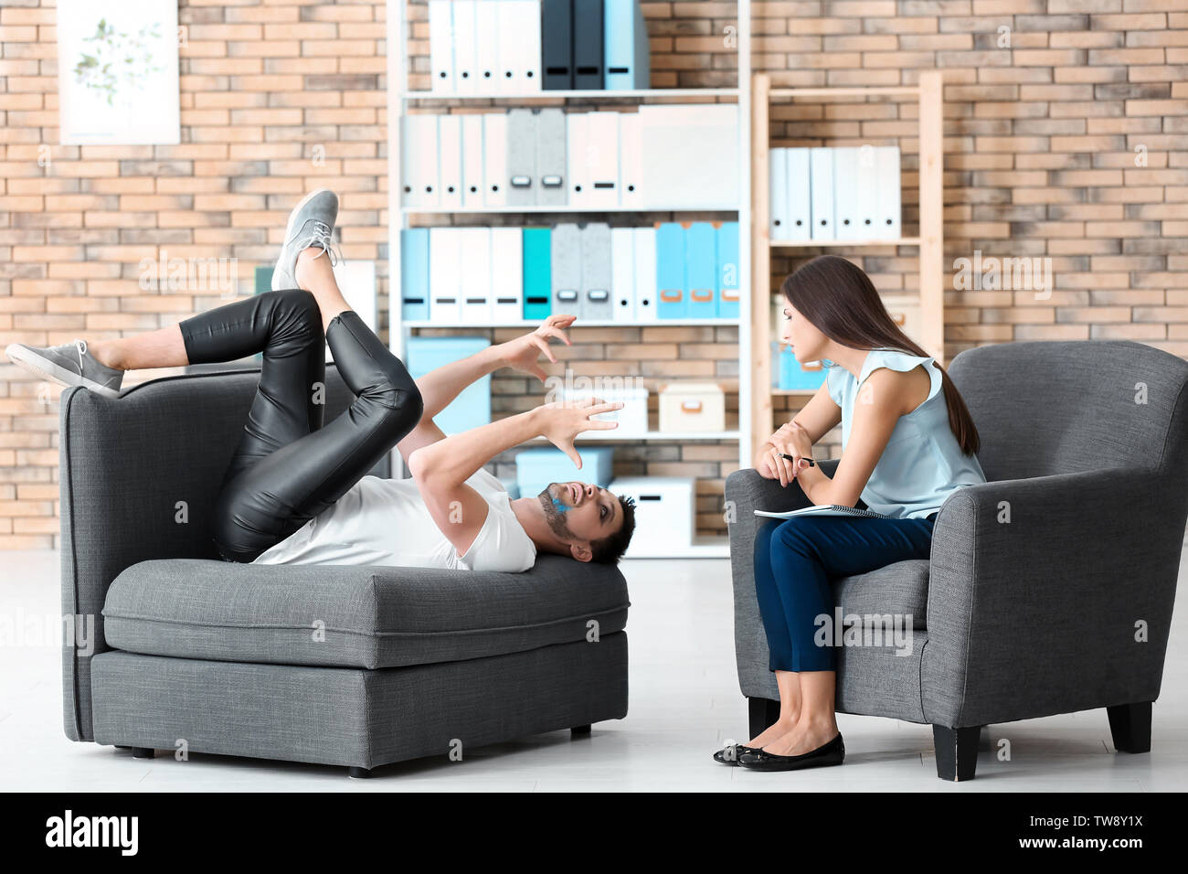 Female psychologist with patient in office Stock Photo - Alamy