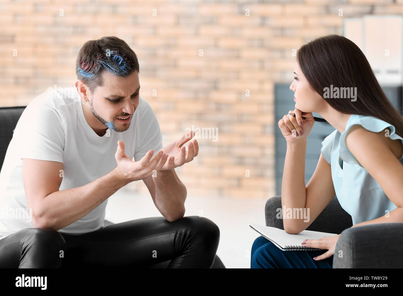 Female psychologist with patient in office Stock Photo - Alamy