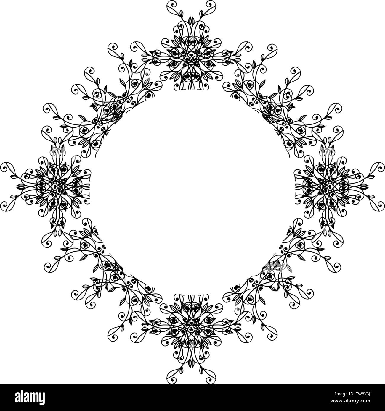 Vector illustration drawing flower frame for design greeting card hand ...