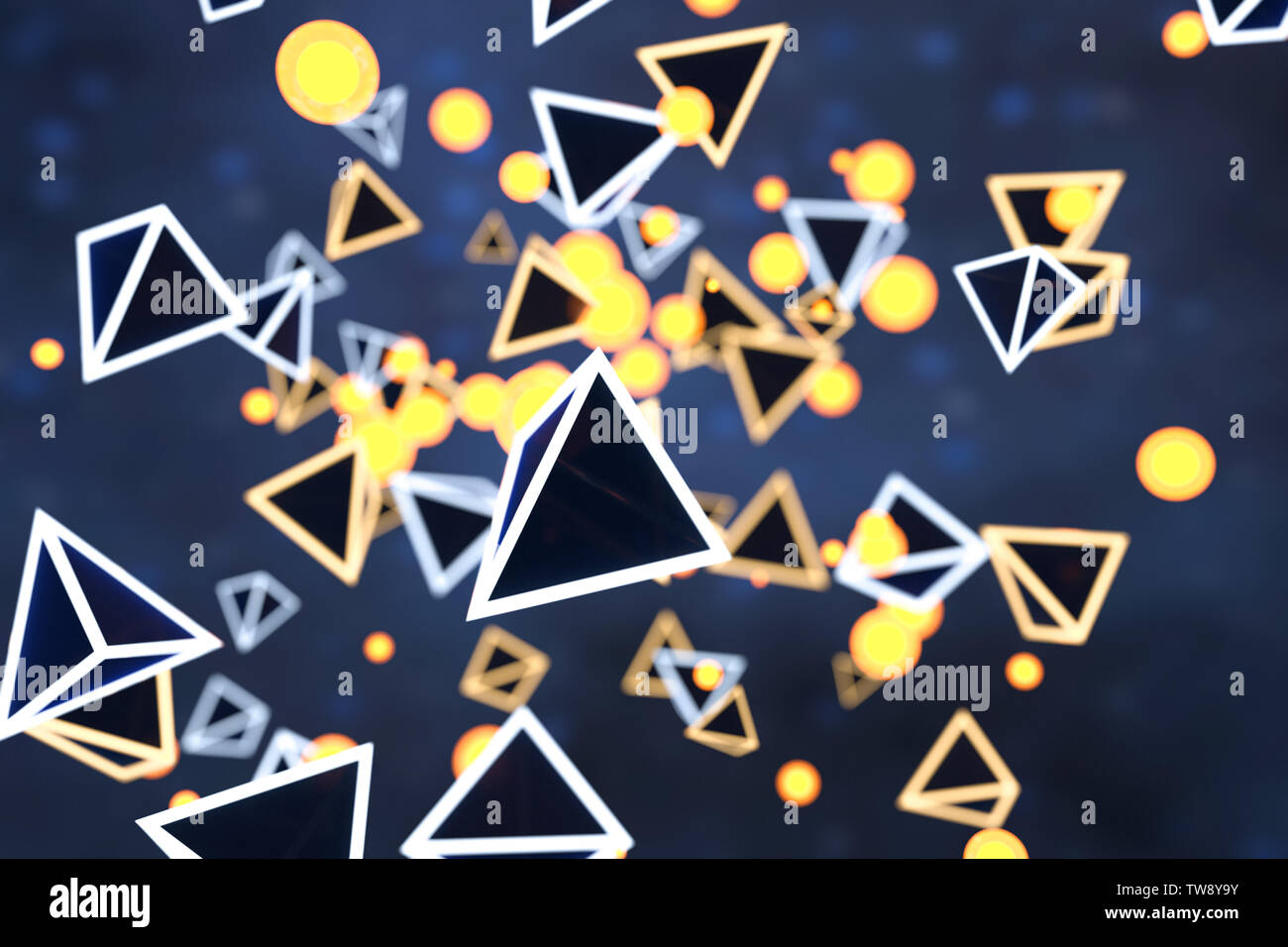Three-dimensional rendering, triangular transparent gem against dark ... Three-dimensional rendering, triangular transparent gem against dark ...