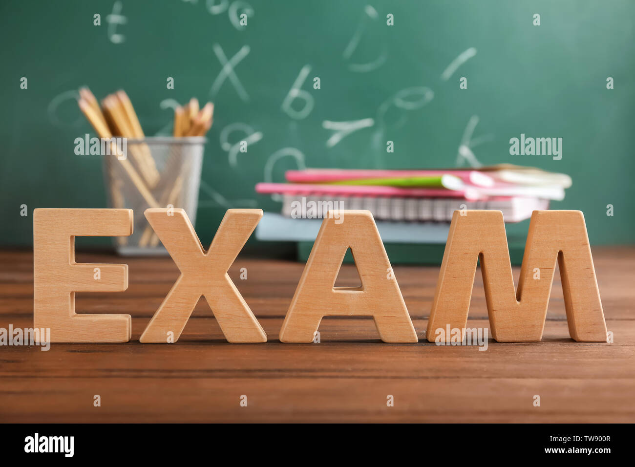 Word exam made letters hi-res stock photography and images - Alamy