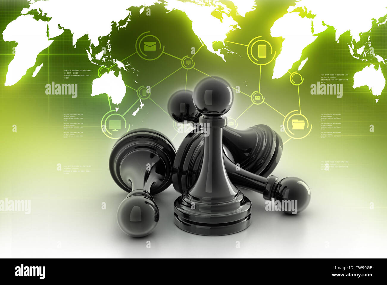 black pawn isolated on colour Stock Photo - Alamy