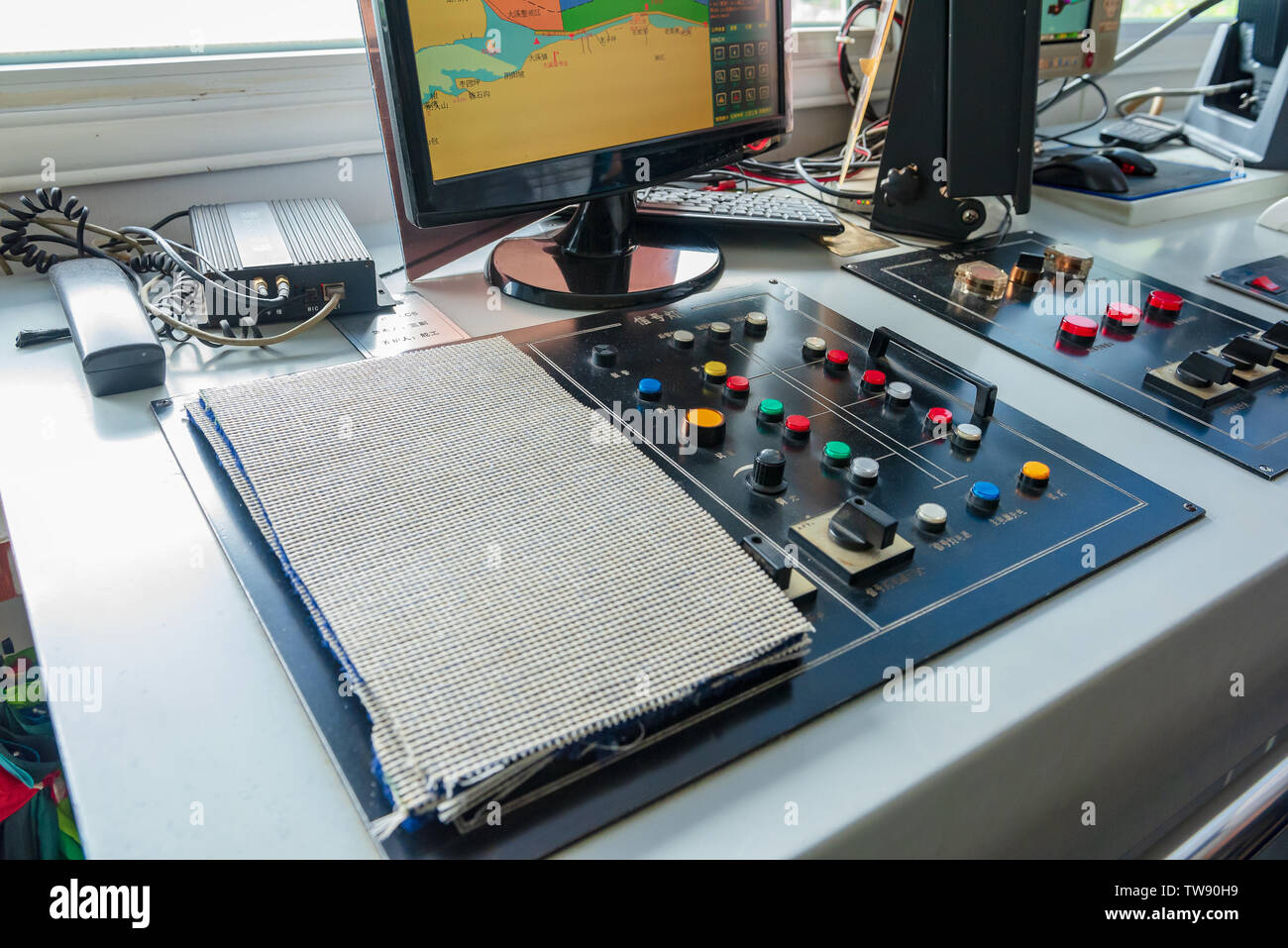 Close-up of cruise ship cockpit interior Stock Photo - Alamy