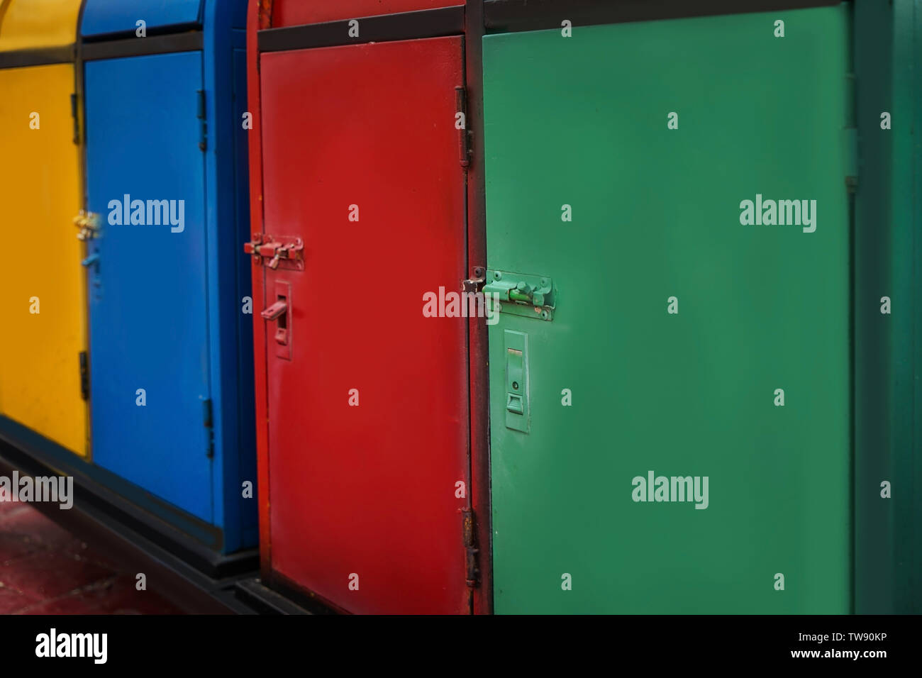 Different colorful trash bins. Recycling concept Stock Photo - Alamy