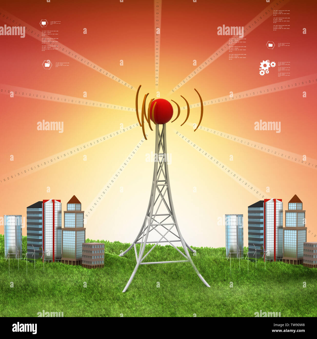 Signal tower with networking Stock Photo - Alamy