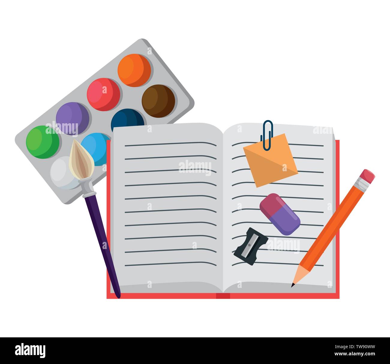 school textbook with education supplies Stock Vector Image & Art - Alamy