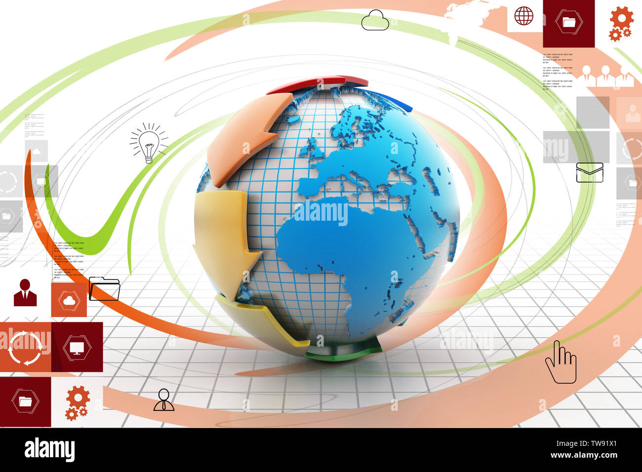 Globe around arrow hi-res stock photography and images - Alamy
