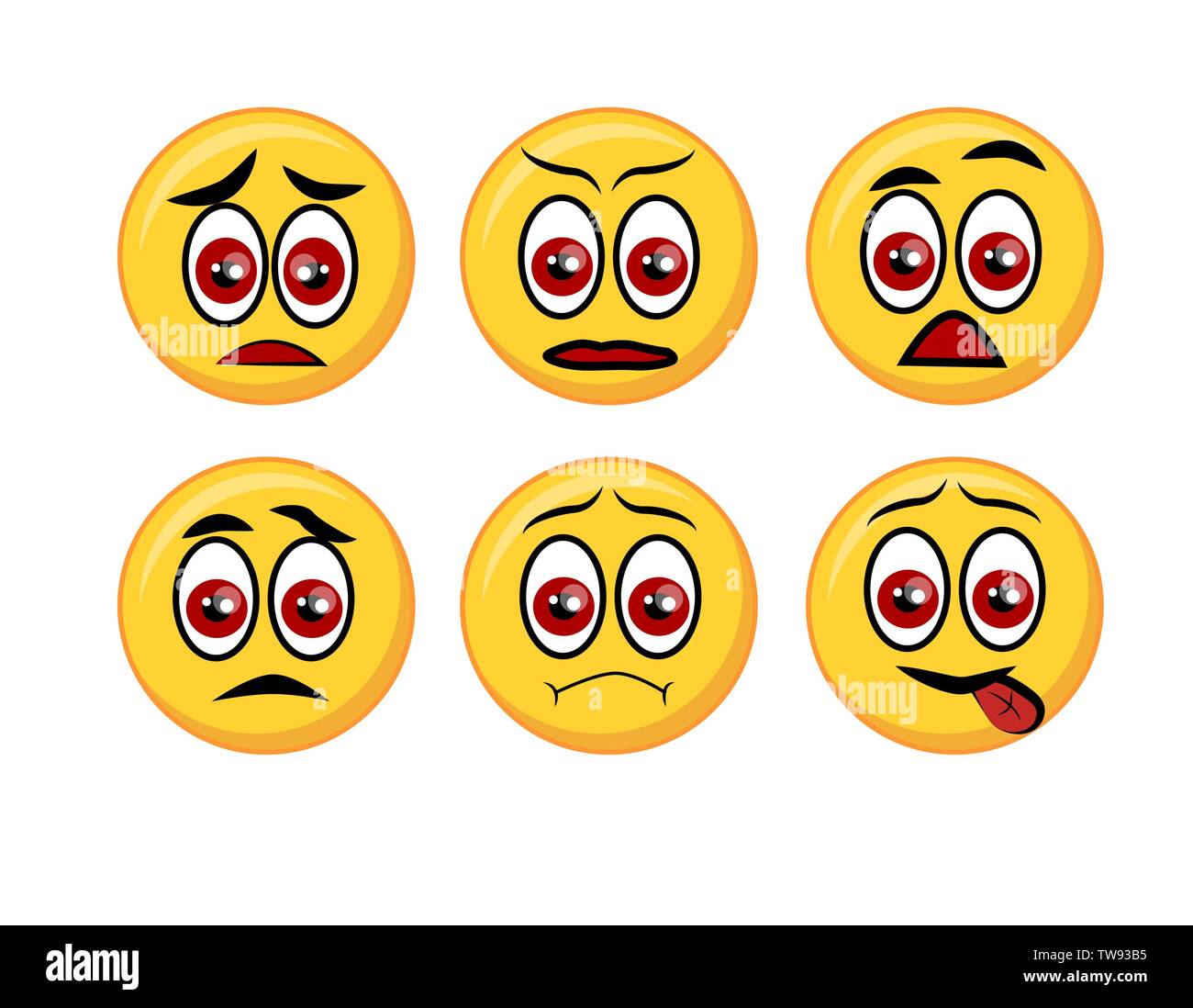 Set of happy, smile, laughing, joyful, sad angry and crying faces ...